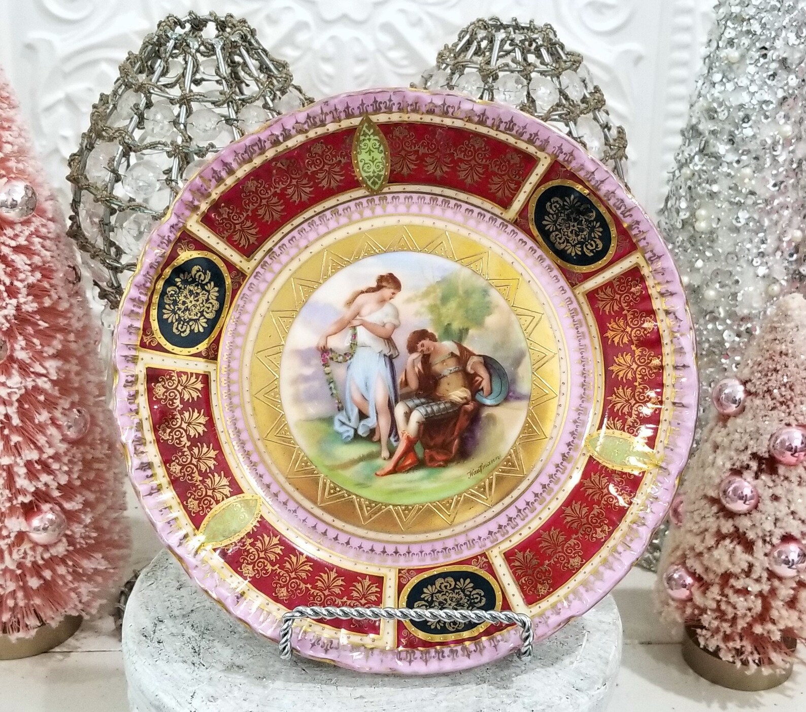 Antique Royal Vienna Pink Cabaret Plate Signed Kaufmann Gilt Victorian ...