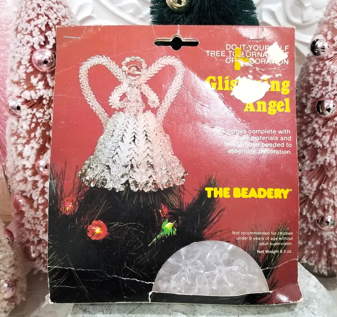 1983 the BEADERY Vintage GLISTENING ANGEL Christmas Tree Topper Kit ...