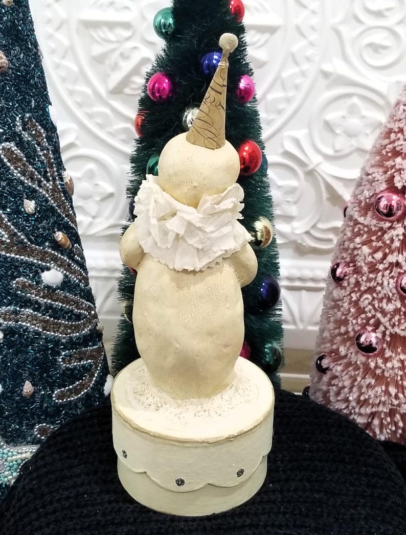 Vintage Nicol Sayre Snowman Mache Christmas Figure Box Folk Art Clown ...