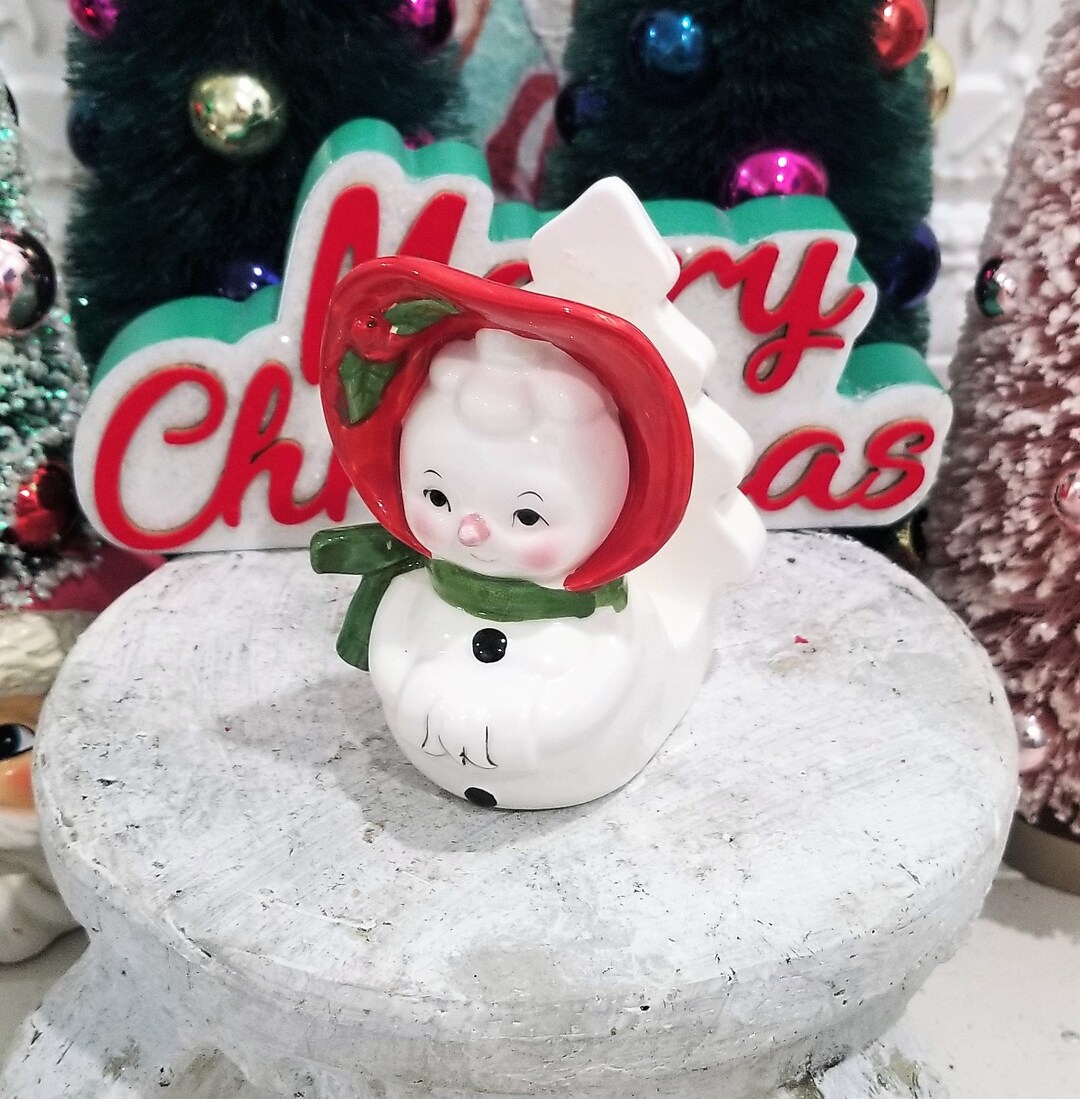 Lefton Vintage Anthropomorphic Mrs. Snowman Napkin Holder Kitsch - Etsy