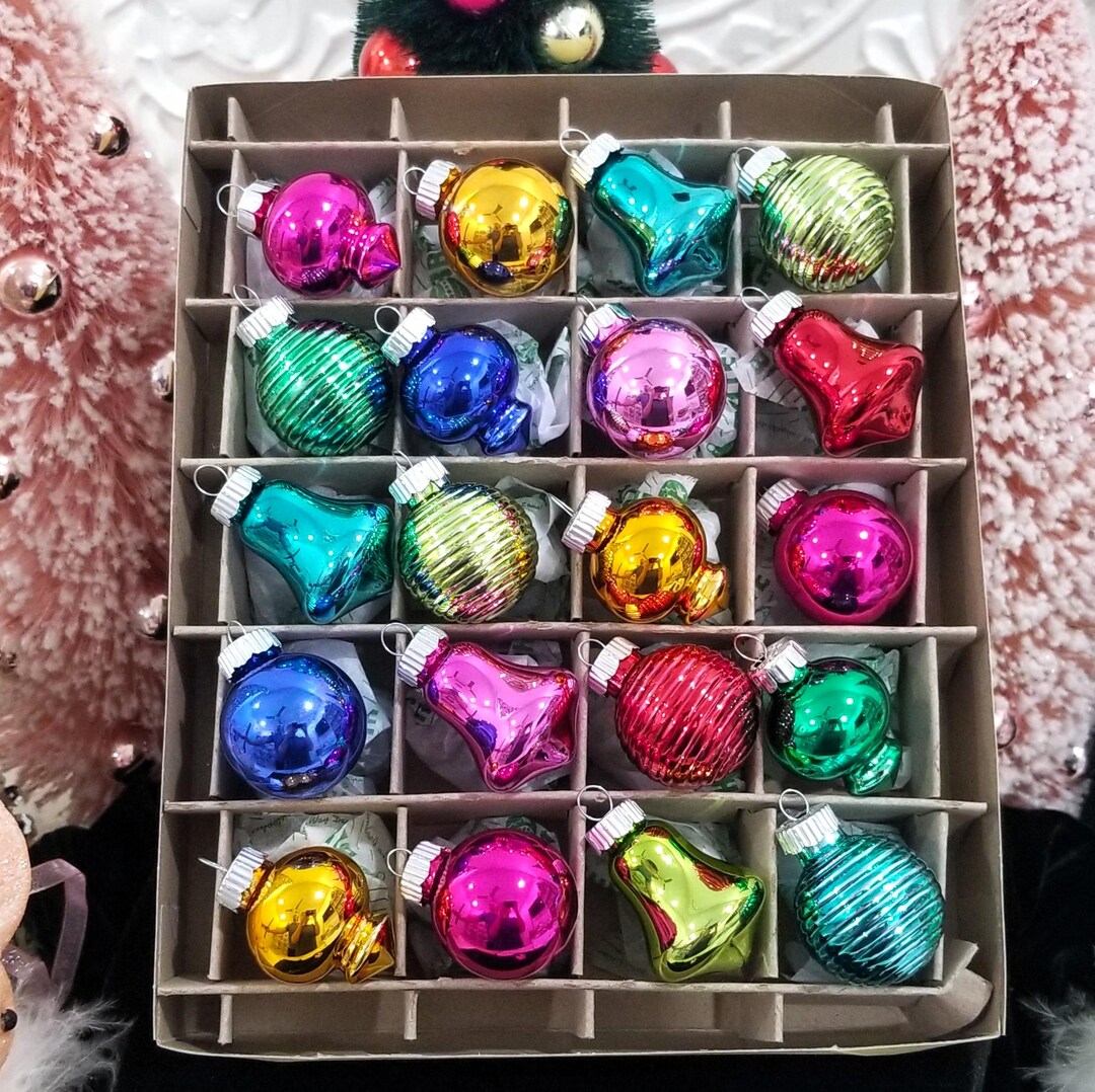 20 Shiny Brite Glass Atomic Shapes & Rounds Bells Lantern Christmas ...