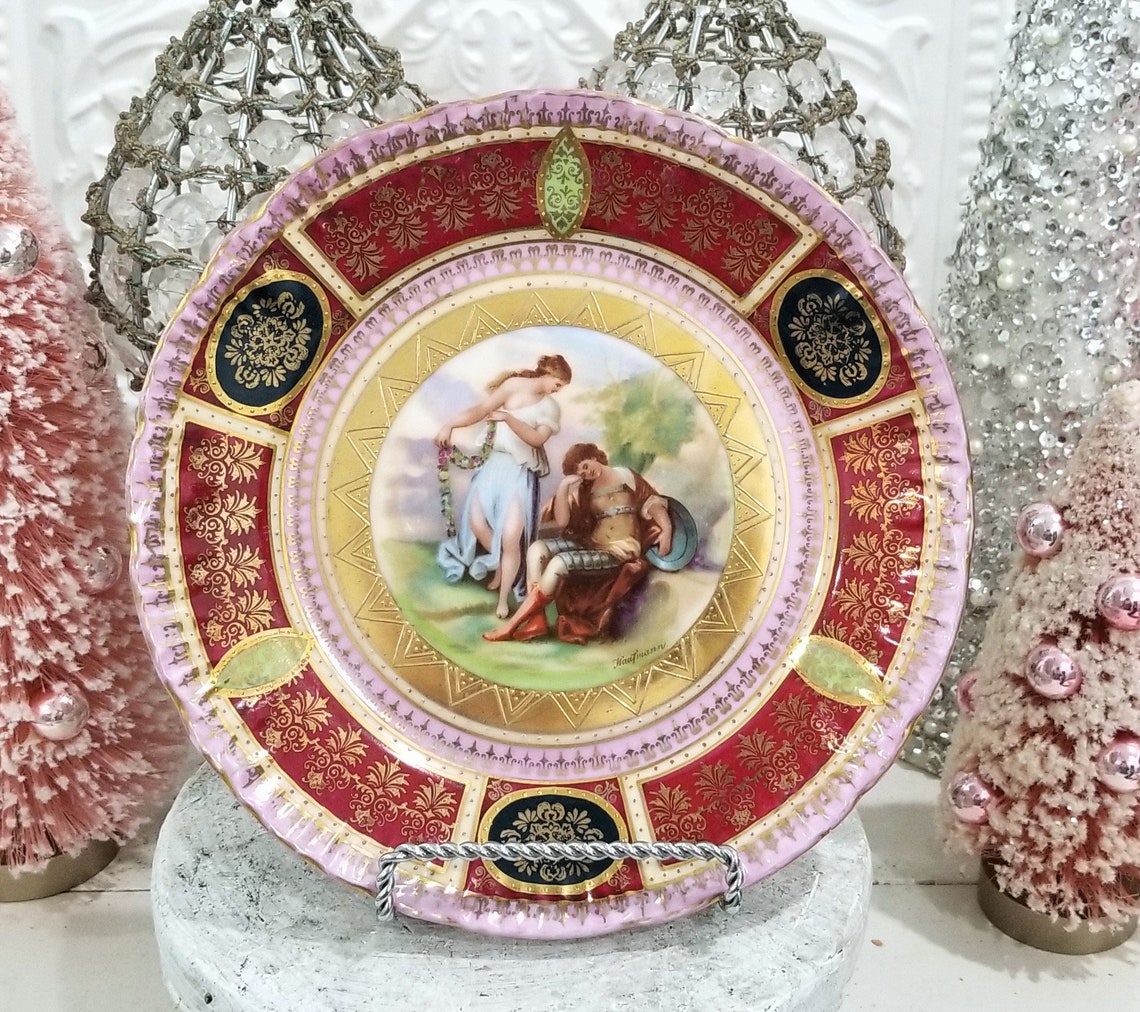 Antique Royal Vienna Pink Cabaret Plate Signed Kaufmann Gilt Victorian ...