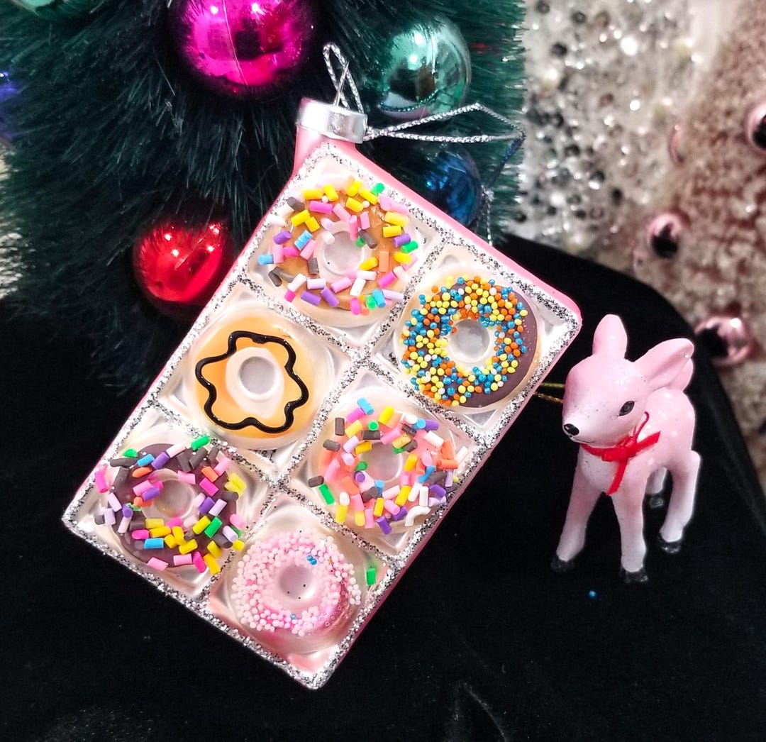 Pink Blown Glass Box of Donuts Christmas Ornament Bakery - Personalized ...