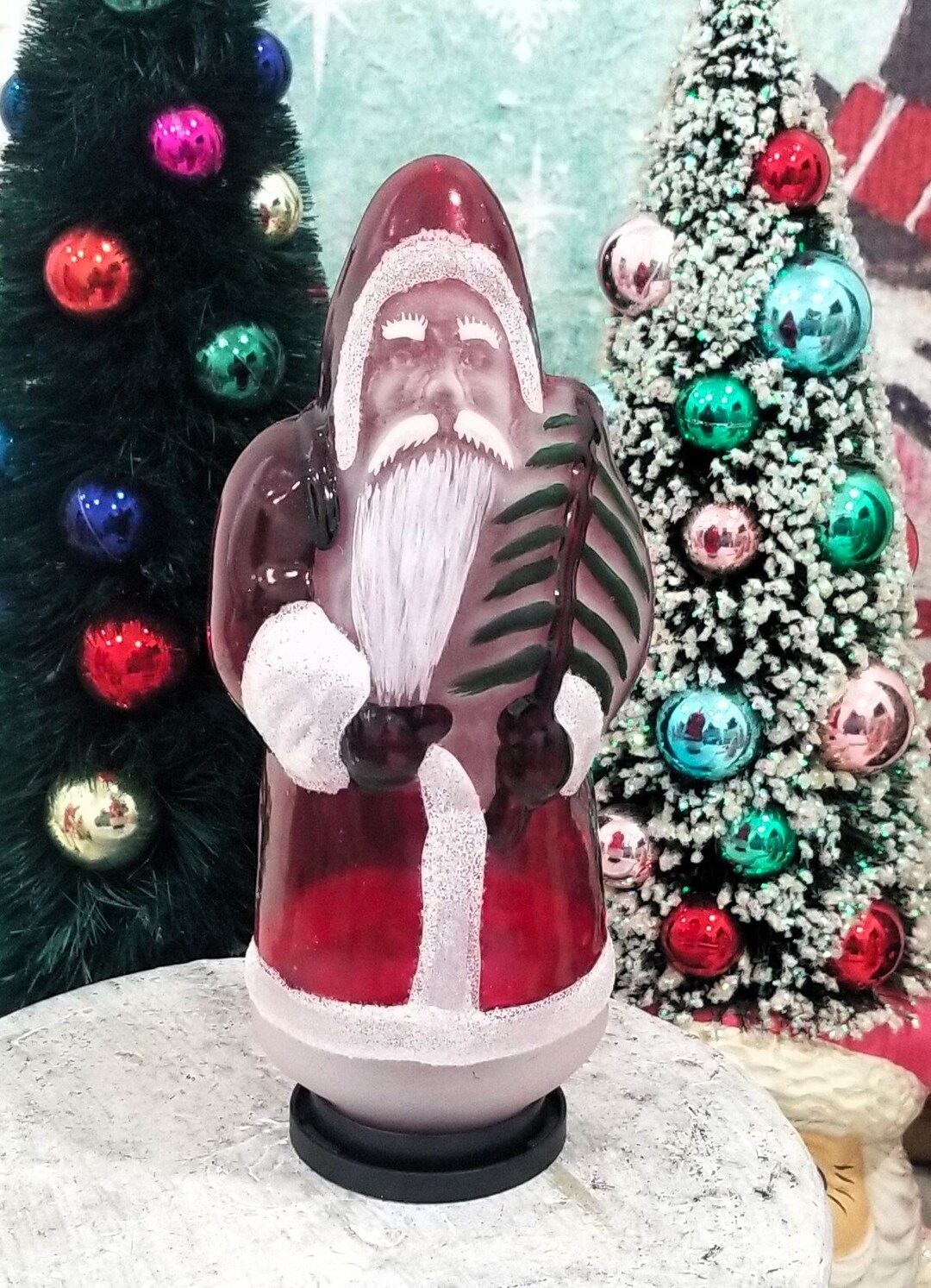 Vintage Glass Santa Figural Light Bulb Cover Figure - Lamp Candelabra ...
