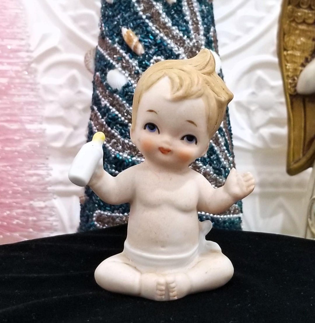 Adorable Vintage Baby in Diaper Bisque Figurine Japan Kewpie Doll Napco ...