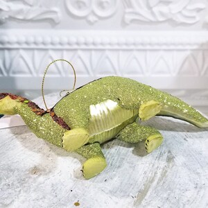 Blown Glass Brontosaurus Dinosaur Glittered Christmas Ornament ...
