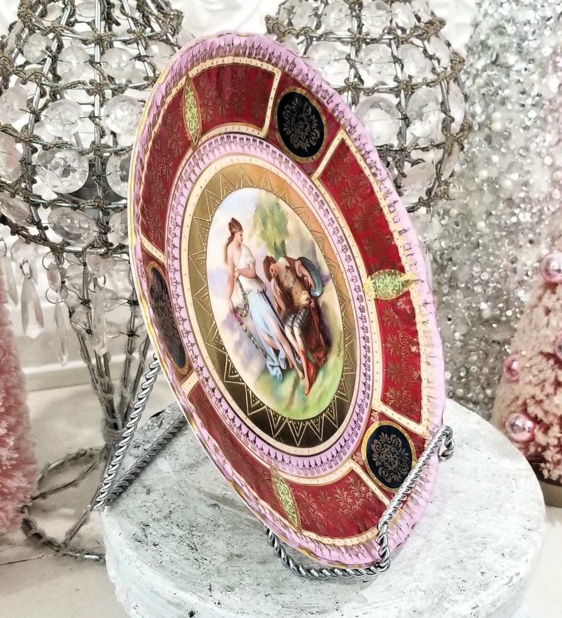 Antique Royal Vienna Pink Cabaret Plate Signed Kaufmann Gilt Victorian ...