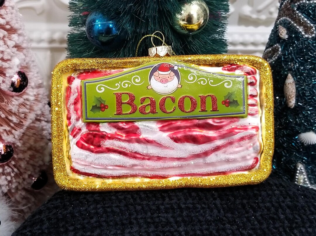 Blown Glass Bacon Pack Christmas Ornament Breakfast - Personalized Gift ...