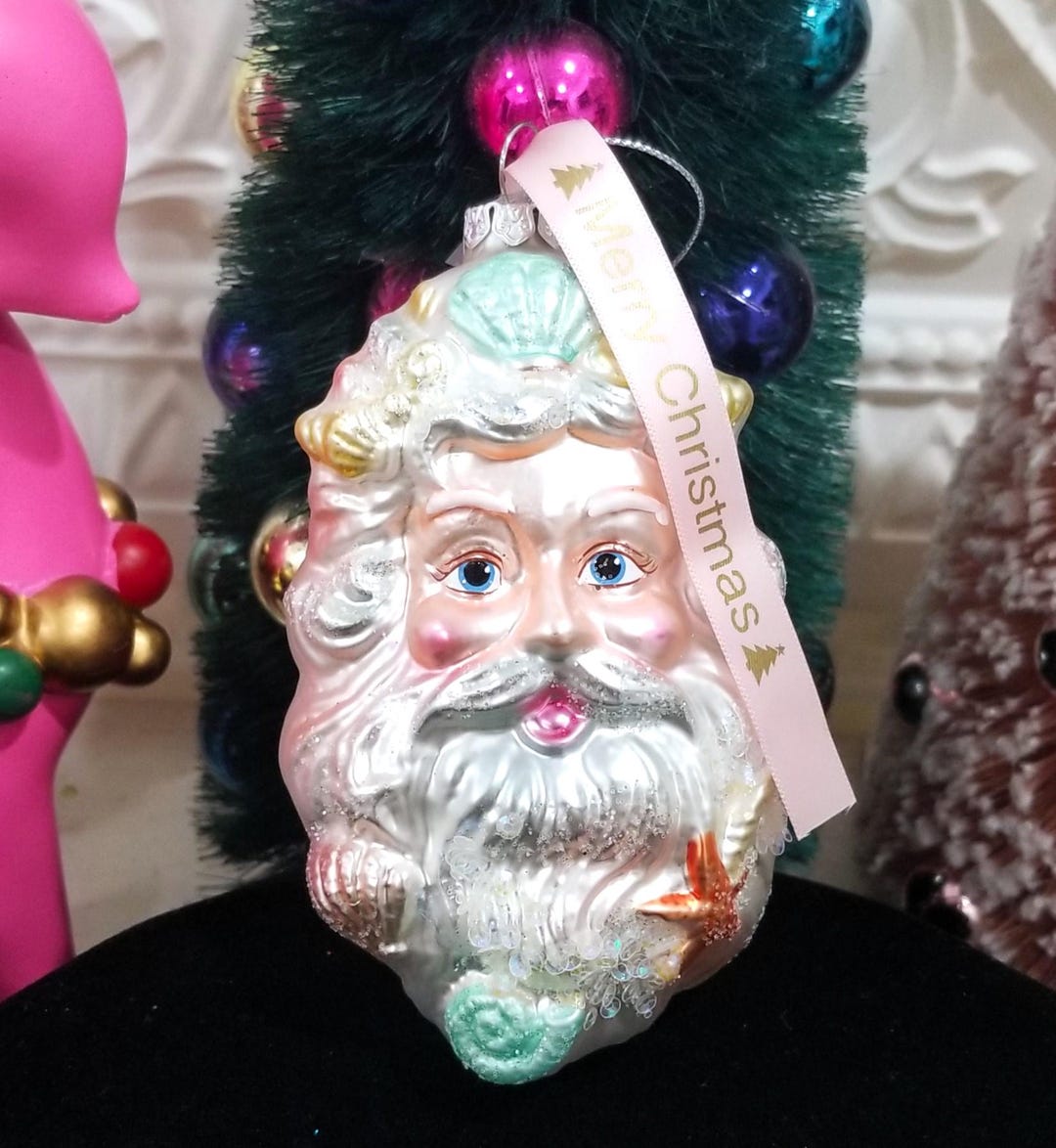 Blown Glass Santa Merman Sea Starfish Seashell Christmas Ornament ...