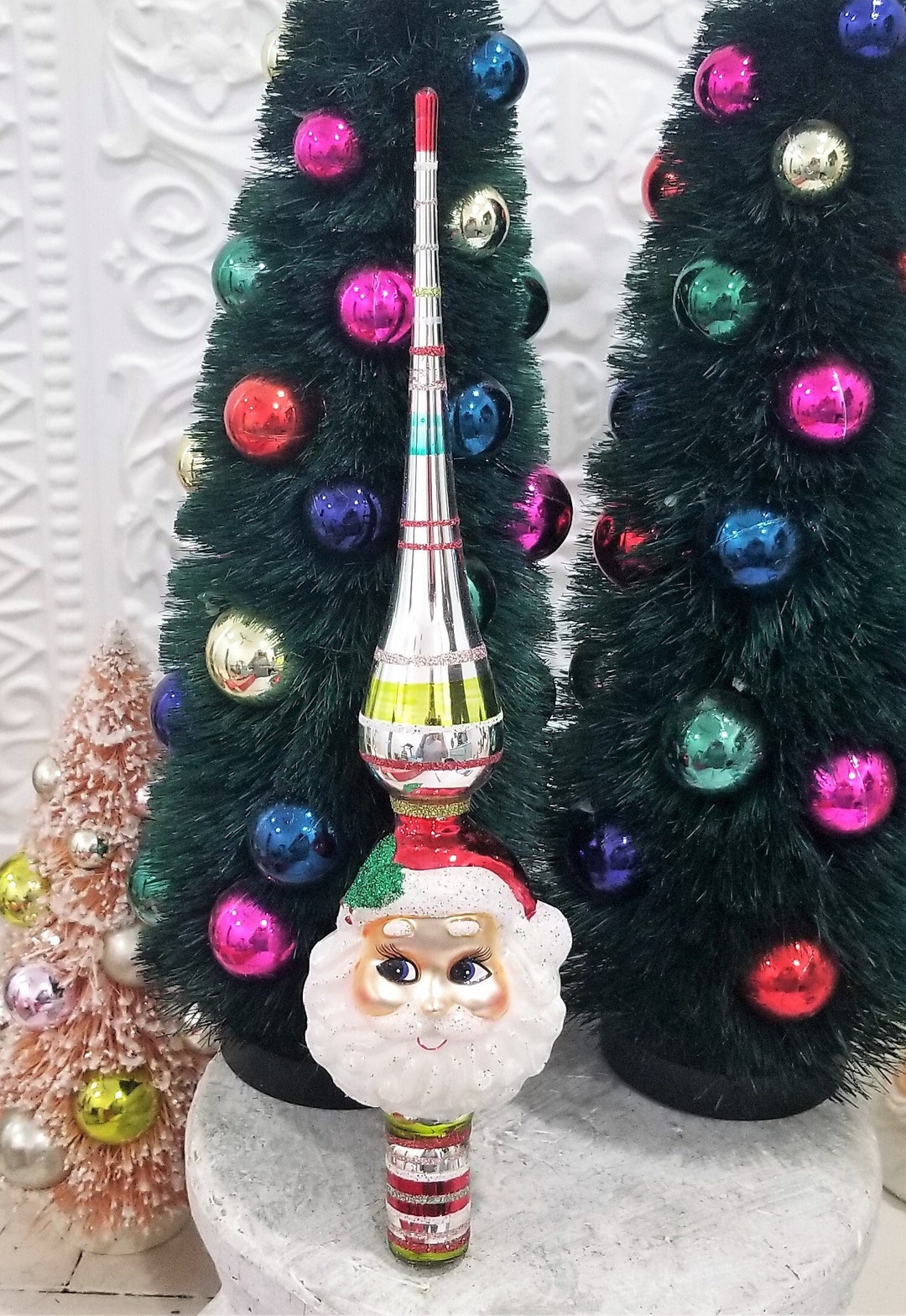 Shiny Brite Santa Claus Finial Tree Topper Christopher Radko NIB - Etsy