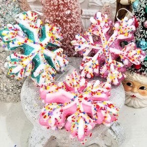 Sprinkle Cookie Snowflake Christmas Ornaments Bakery Pink Blue ...