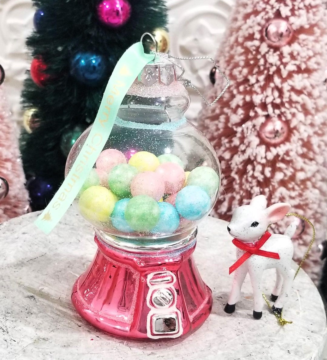 Blown Glass Gumball Machine Christmas Ornament Shaker - Personalized ...