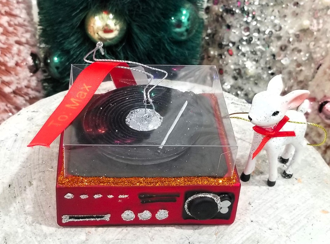 Blown Glass Record Player Christmas Ornament Vinyl Record ...