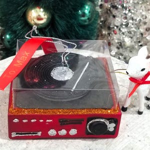 Blown Glass Record Player Christmas Ornament Vinyl Record ...