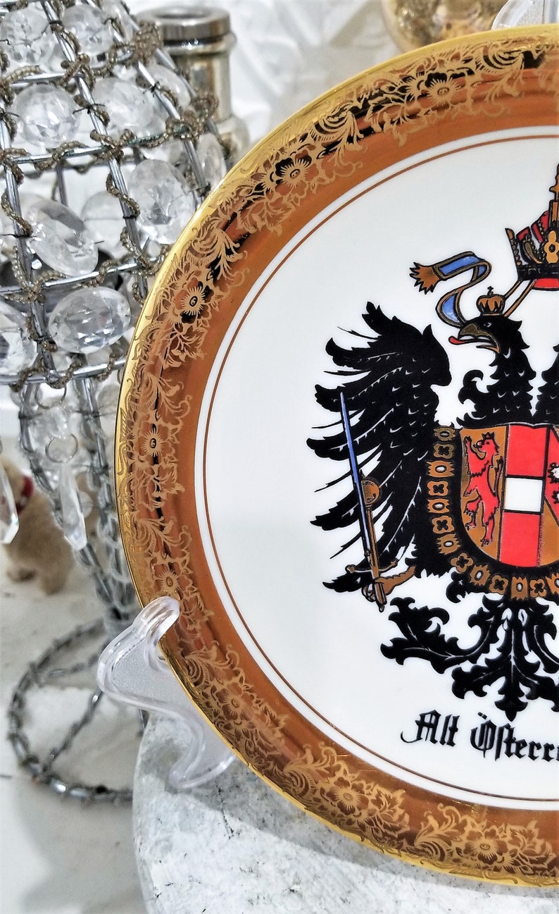 Edelstein Bavaria Gold Encrusted Austria Hungary Coat of Arms Plate 7. ...