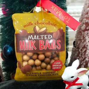 Blown Glass Malt Balls Christmas Ornament Shaker Candy Whoppers ...