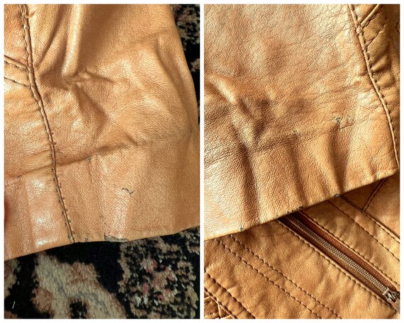 Vintage 1970s Tan Faux Leather Jacket / 70s Polyureth… - Gem