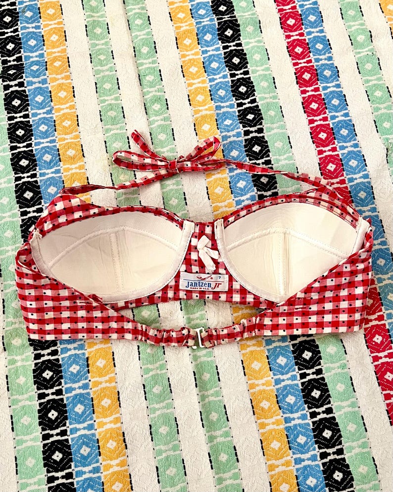 Vintage 1950s Jantzen Juniors Girls Swimsuit / 50s Juniors Red Plaid ...