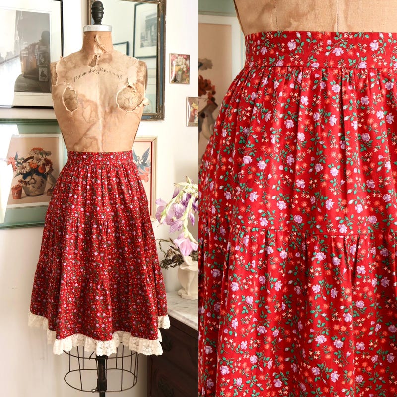 Vintage 70s Skirt Calico - Etsy