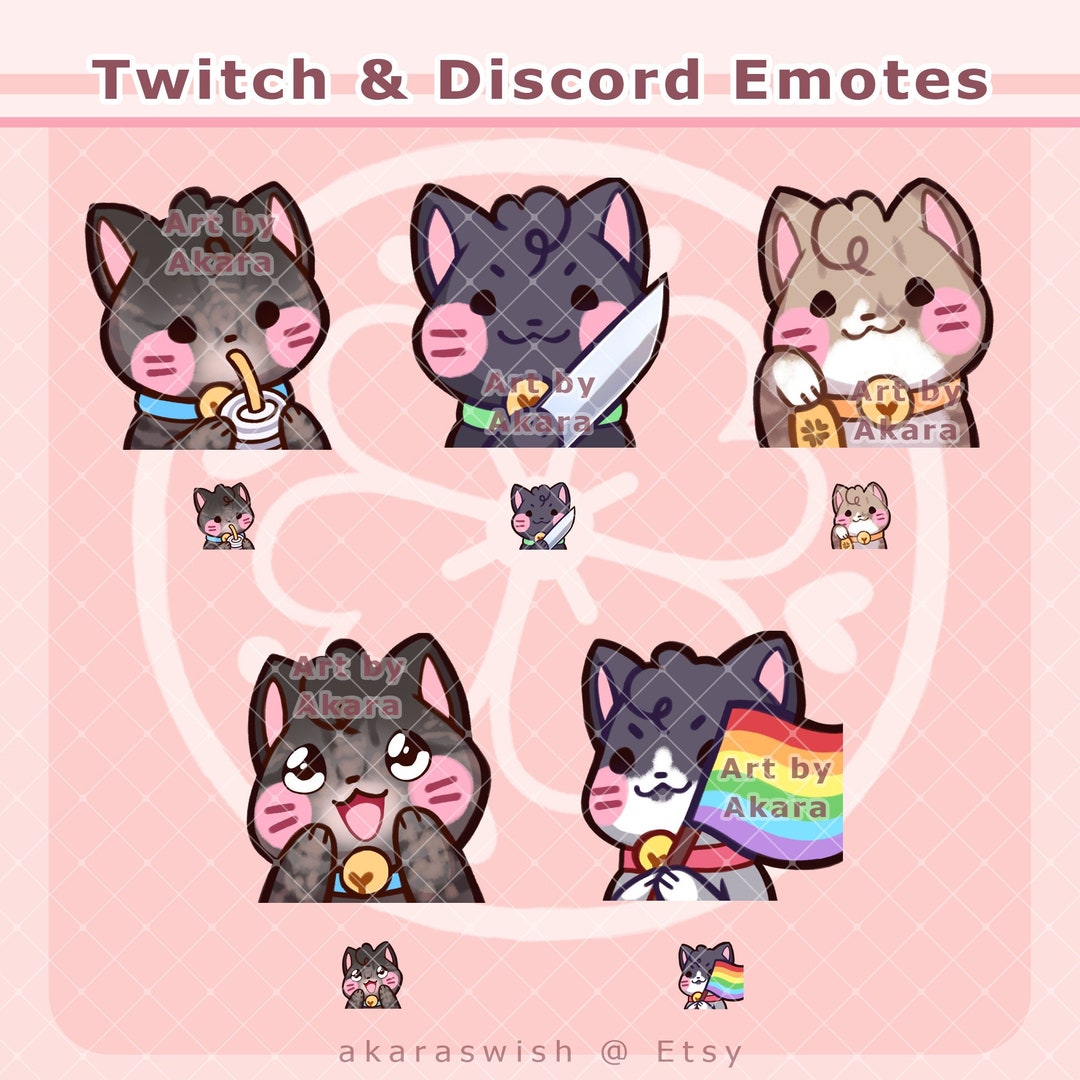 CUSTOM COLOUR Twitch Discord Emotes | Sip Knife Lucky Neko Woah Sparkly ...