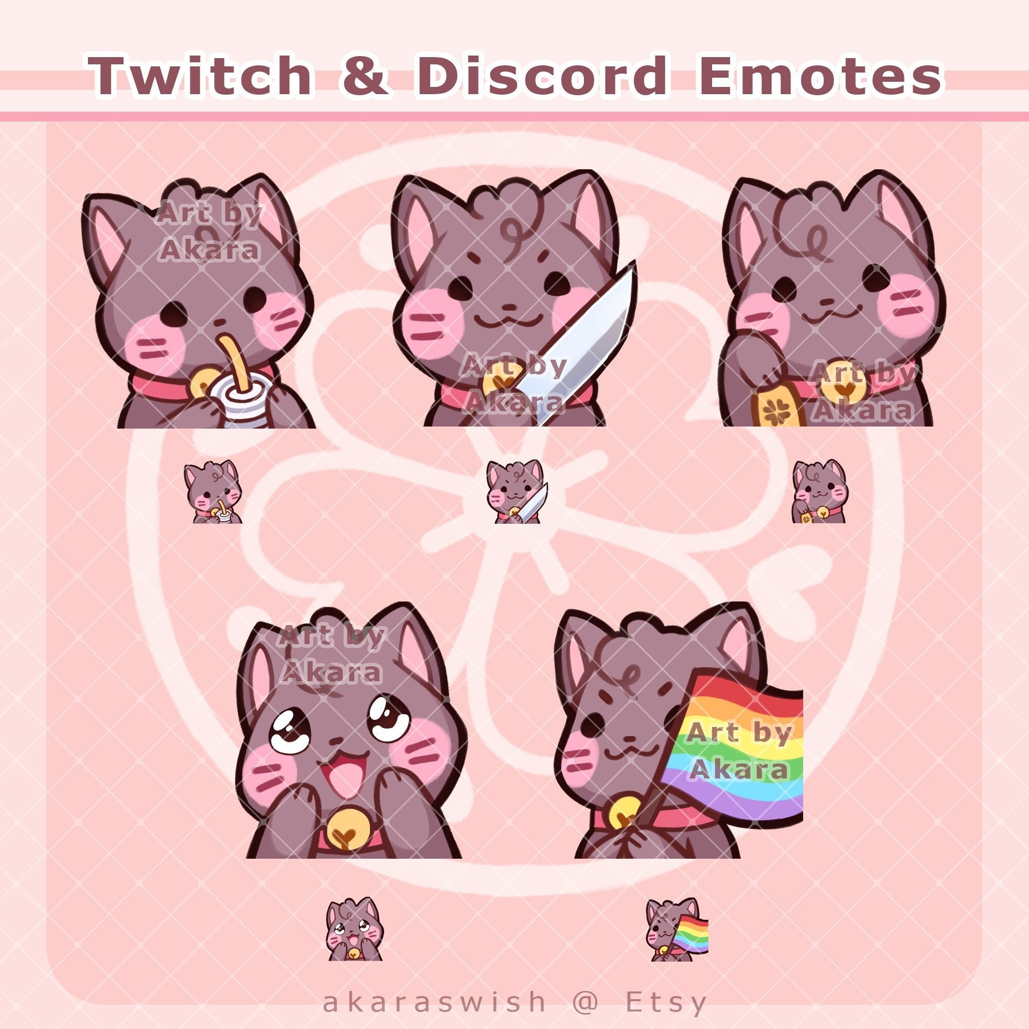 Twitch Discord Emotes Sip Knife Lucky Neko Woah Sparkly Eyes - Etsy India