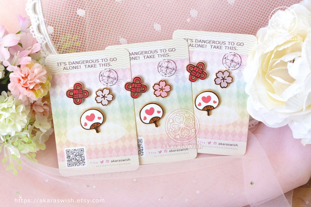 Japanese Enamel Pin Mini Filler Pins Set With a Pink Glitter Sakura ...
