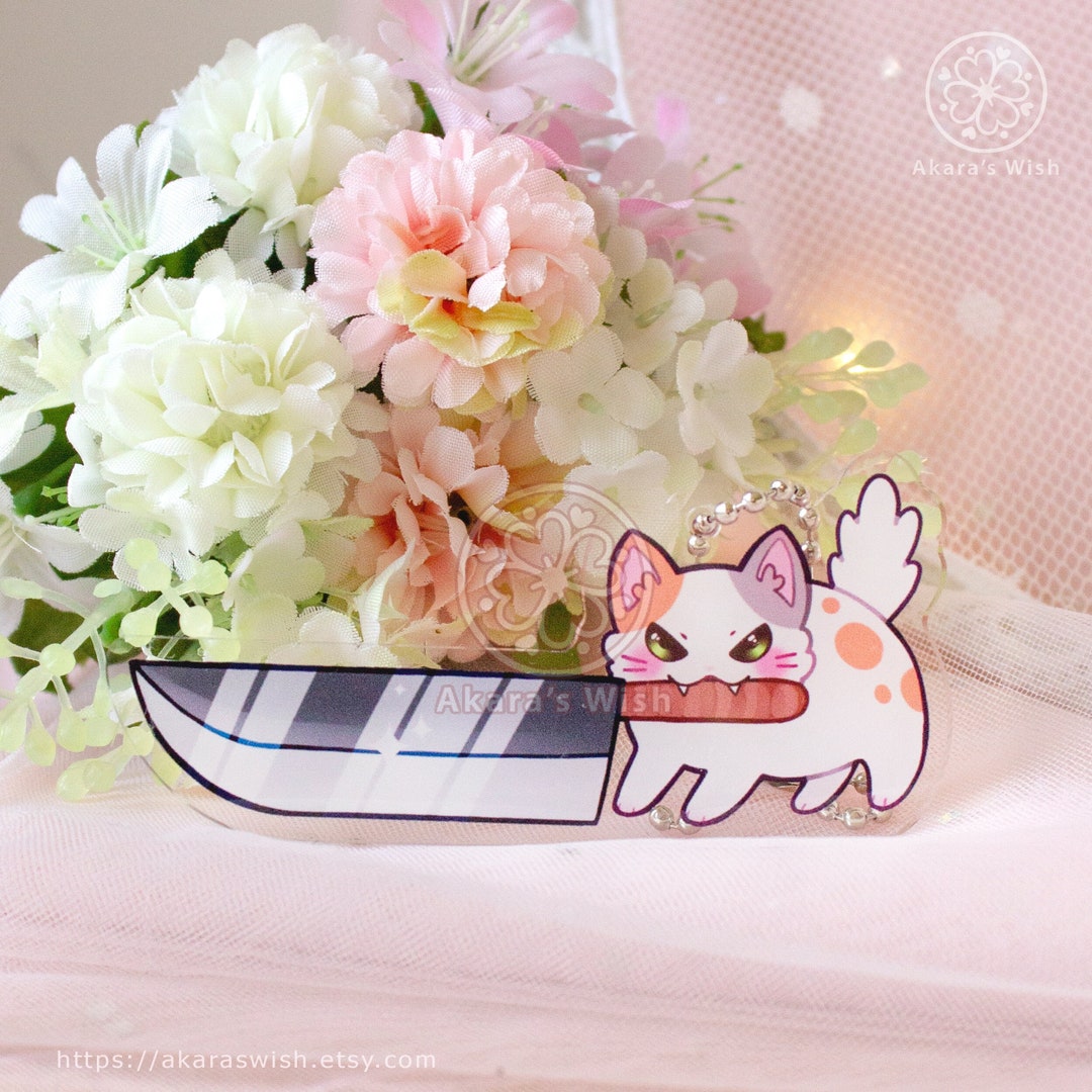 Stabby Calico Cat Keychain 2.5 Inch Double-sided Acrylic Washi - Etsy