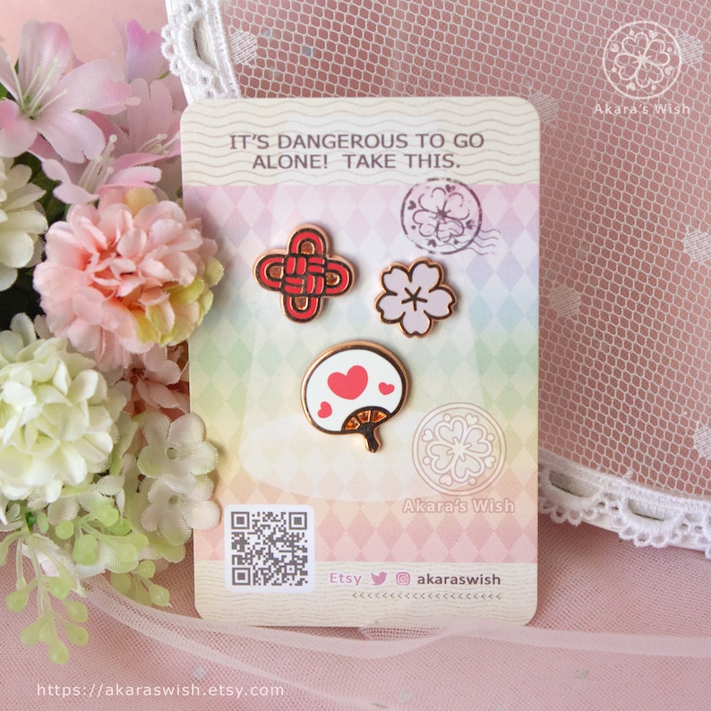 Japanese Enamel Pin Mini Filler Pins Set With a Pink Glitter Sakura ...