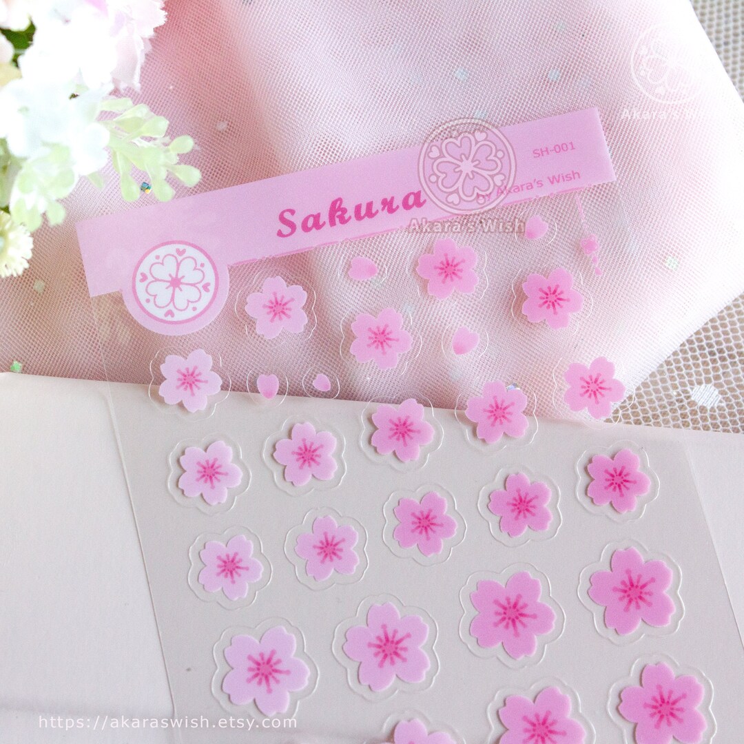 Planner Stickers Pink Sakura Cherry Blossom Transparent Glossy - for ...