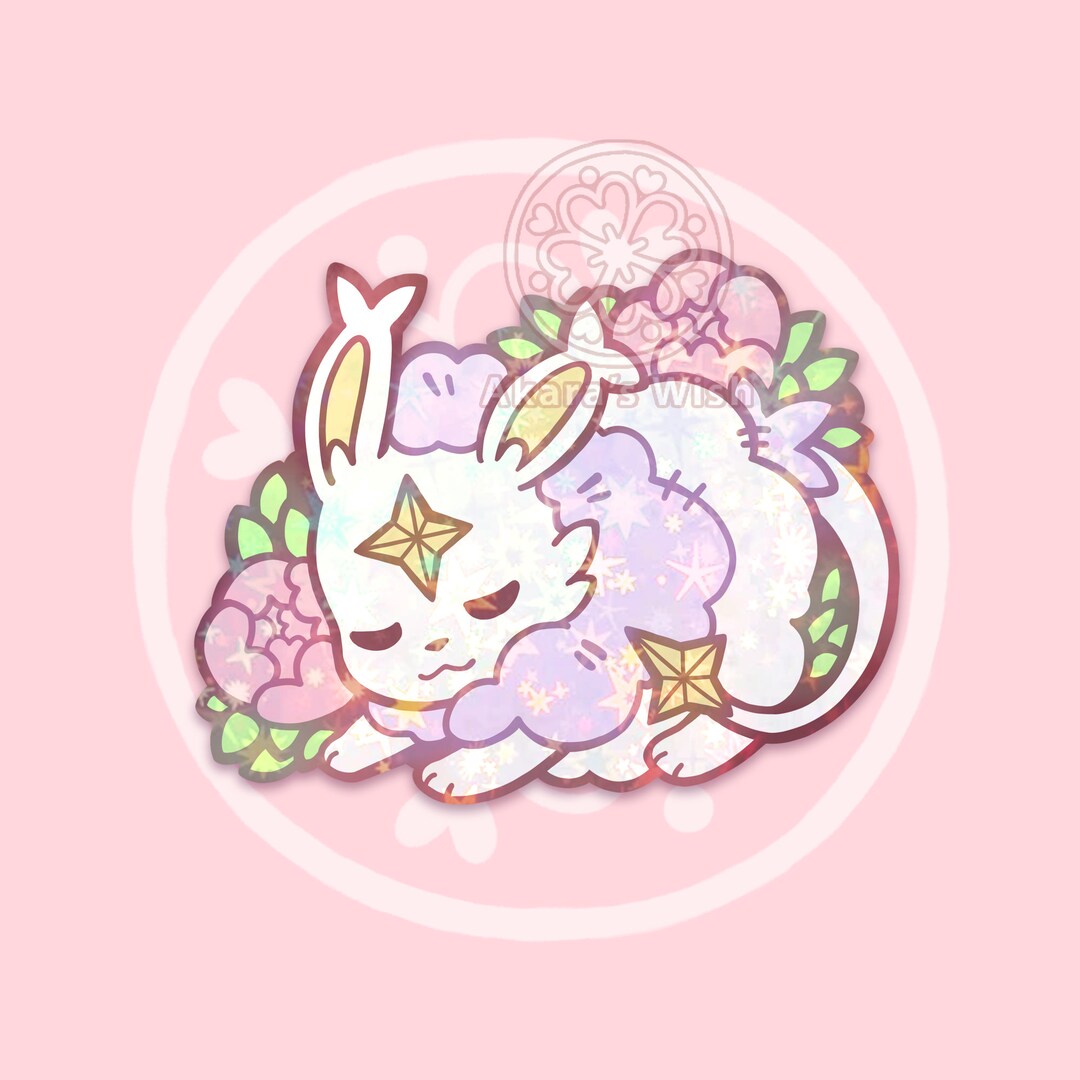 Holographic Bunny Vinyl Sticker Die Cut Sticker Perfect for Decoration ...