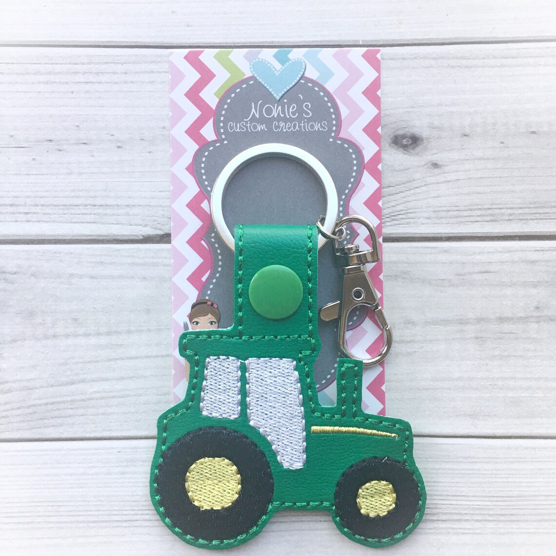Green Tractor Keychain Farmer Keychain Farm Keychain | Etsy