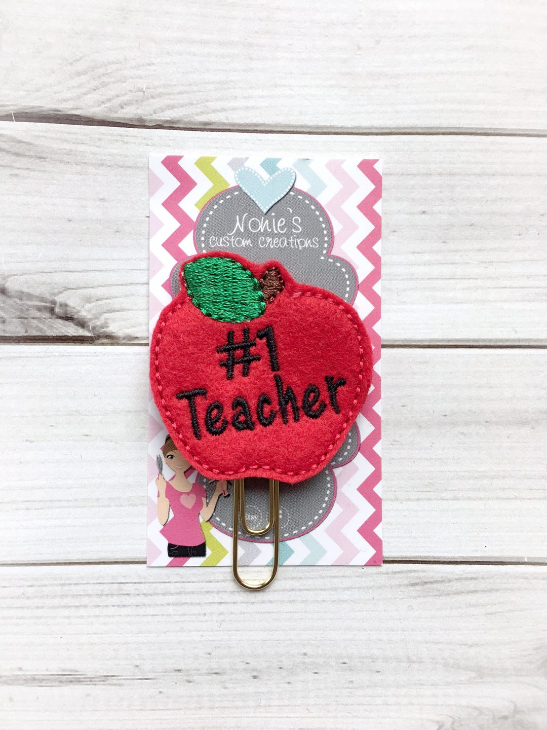 Teacher Paper Clip - Teacher Paperclip- Teacher Clip -planner Feltie ...