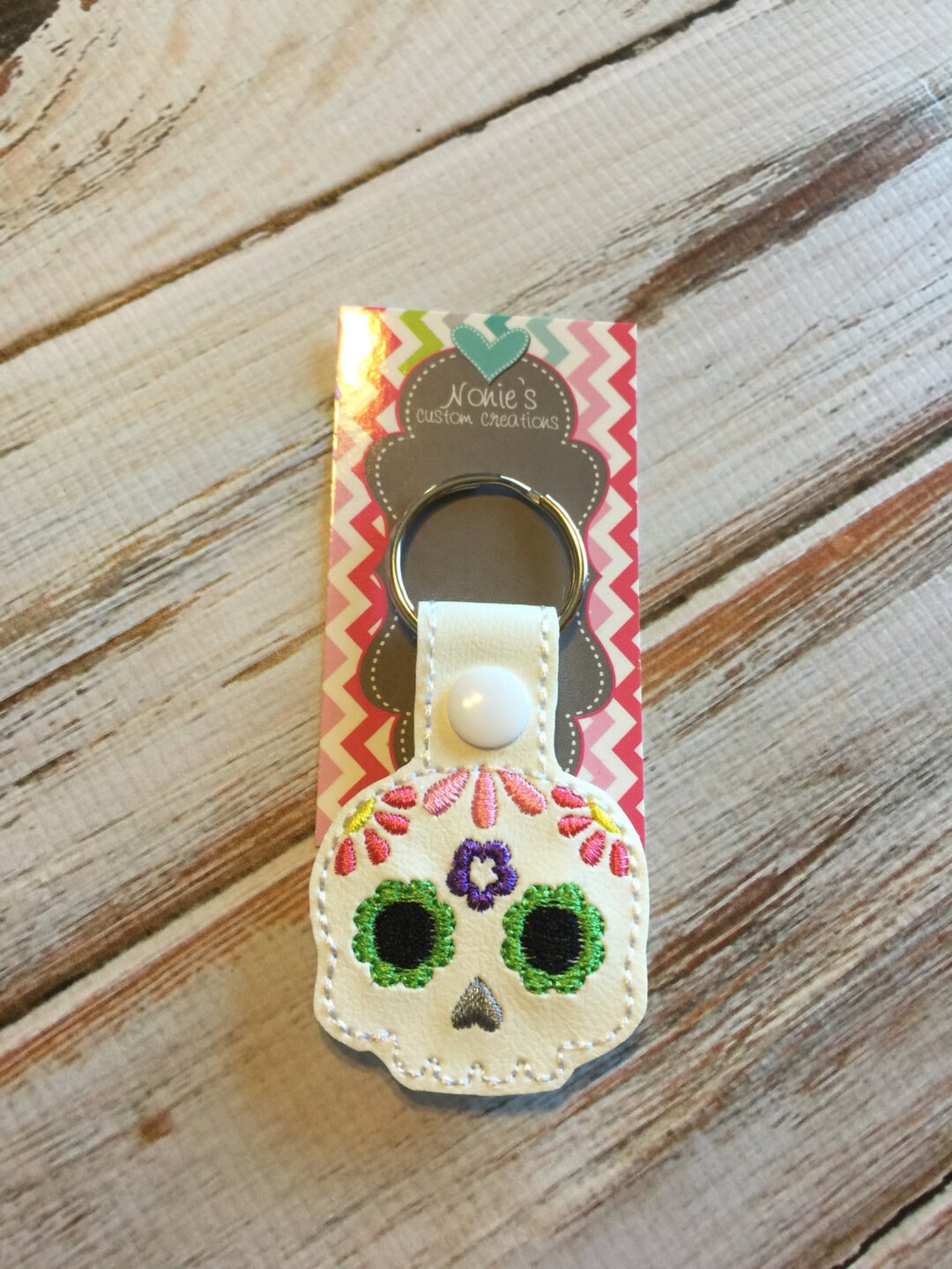 Sugar Skull Keychain - Day of the Dead Keychain - Skull Keychain ...