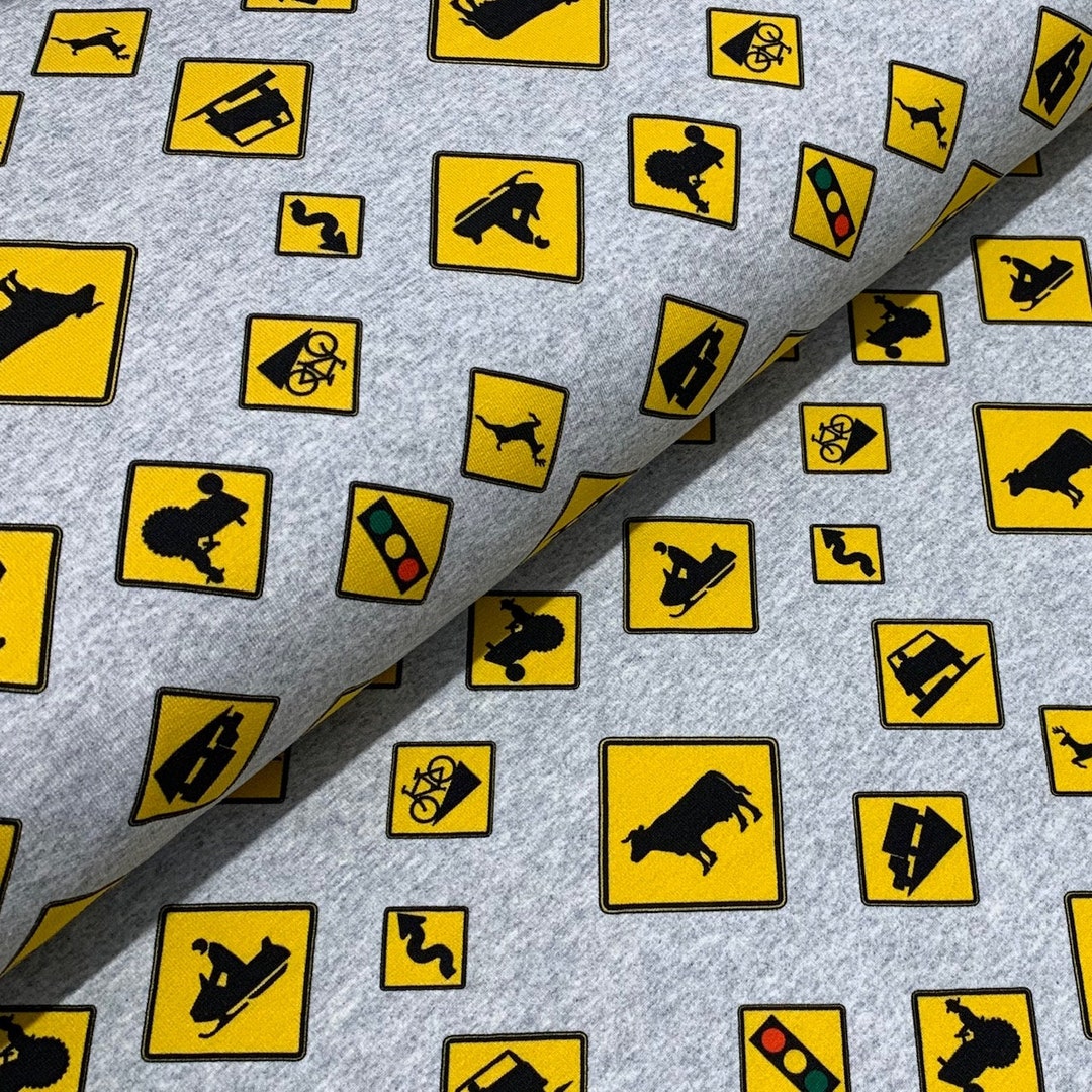 French Terry Signs Light Grey-melted-yellow - Etsy