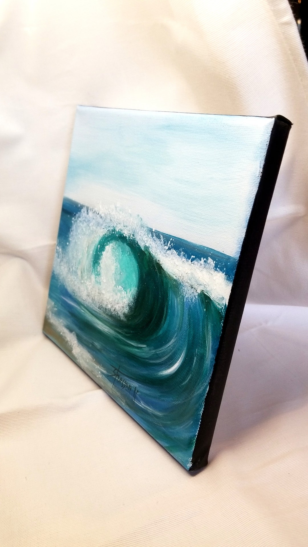 Marine Painting Acrylic Waves Signed Wall Painting Beach Sea - Etsy