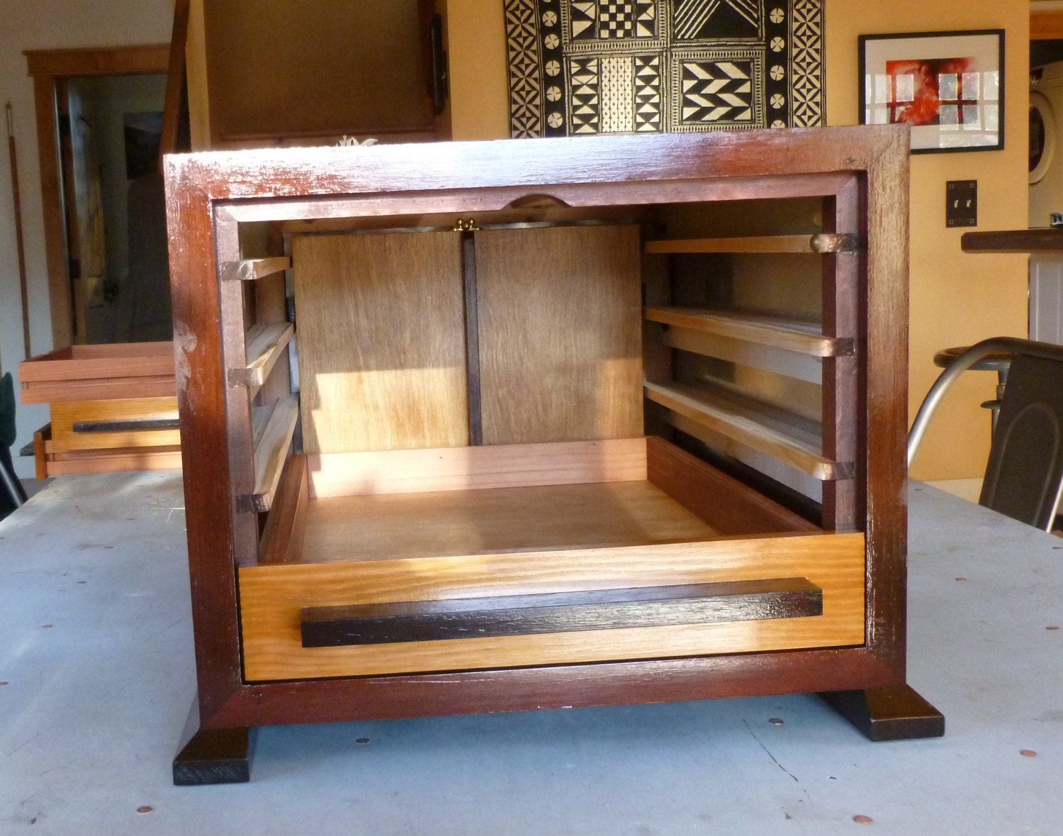 Flat File - Table Top With Four Drawers - in Contrasting Elements ...
