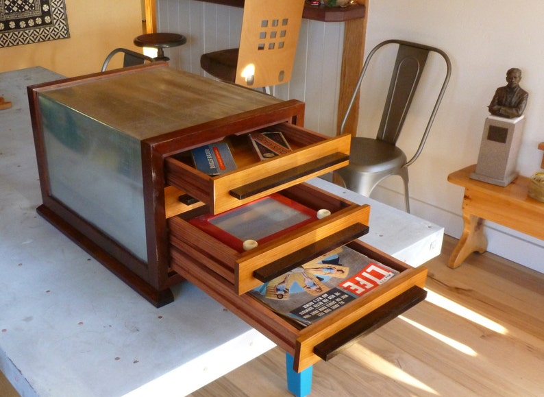 Flat File - Table Top With Four Drawers - in Contrasting Elements ...