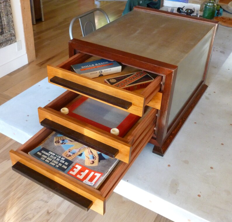 Flat File - Table Top With Four Drawers - in Contrasting Elements ...