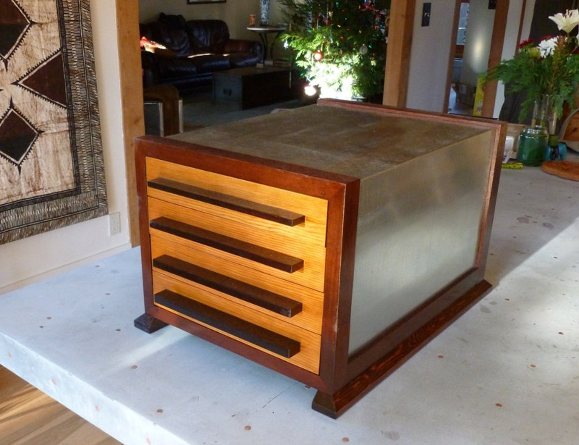 Flat File - Table Top With Four Drawers - in Contrasting Elements ...