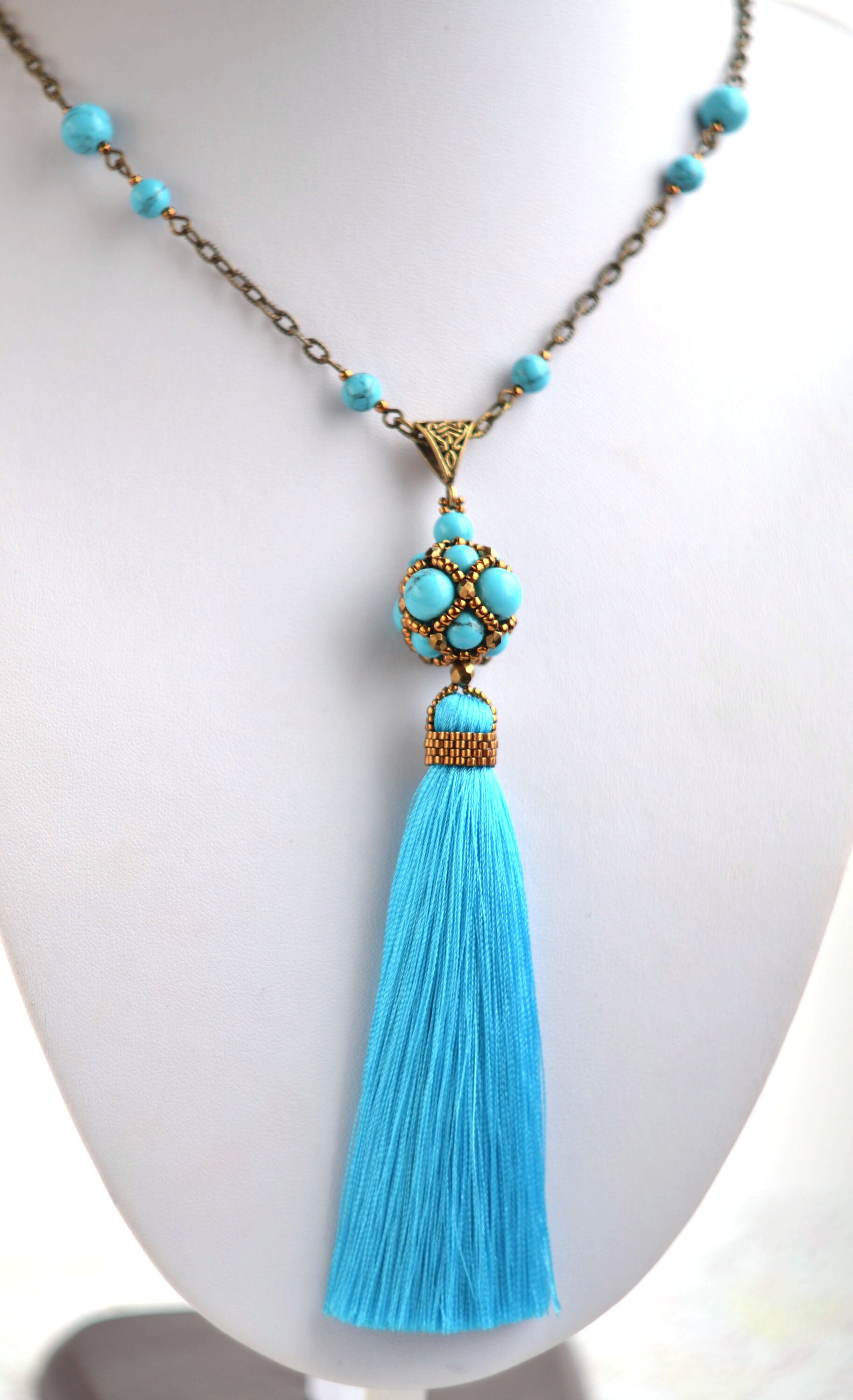 Lange Quaste Halskette Kette Halskette Boho Schmuck lange Perlenkette ...