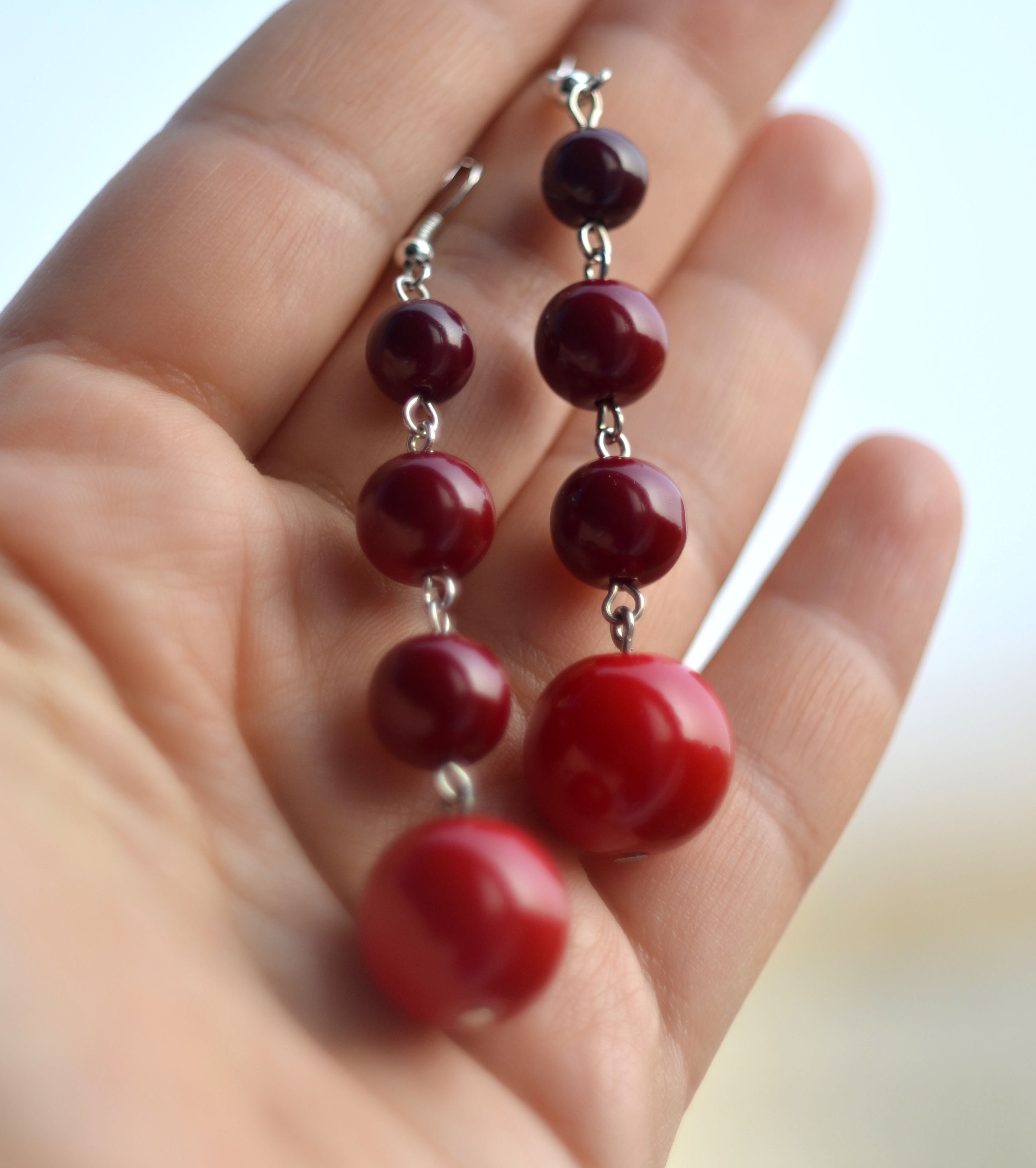 Red Bonbon Earrings Ombre Red Earrings Les Bonbons Earrings - Etsy