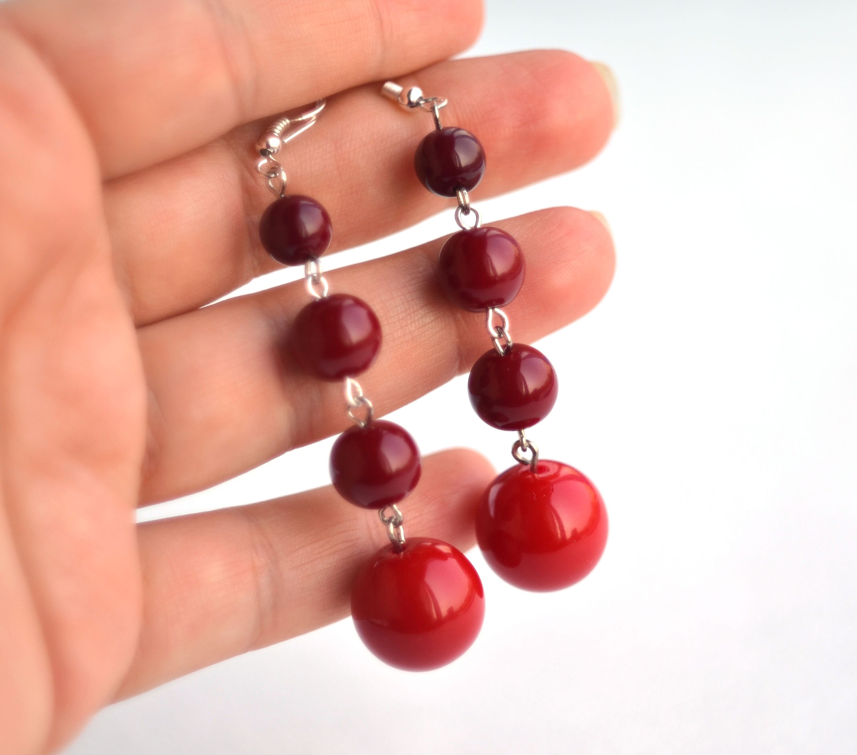 Red Bonbon Earrings Ombre Red Earrings Les Bonbons Earrings - Etsy