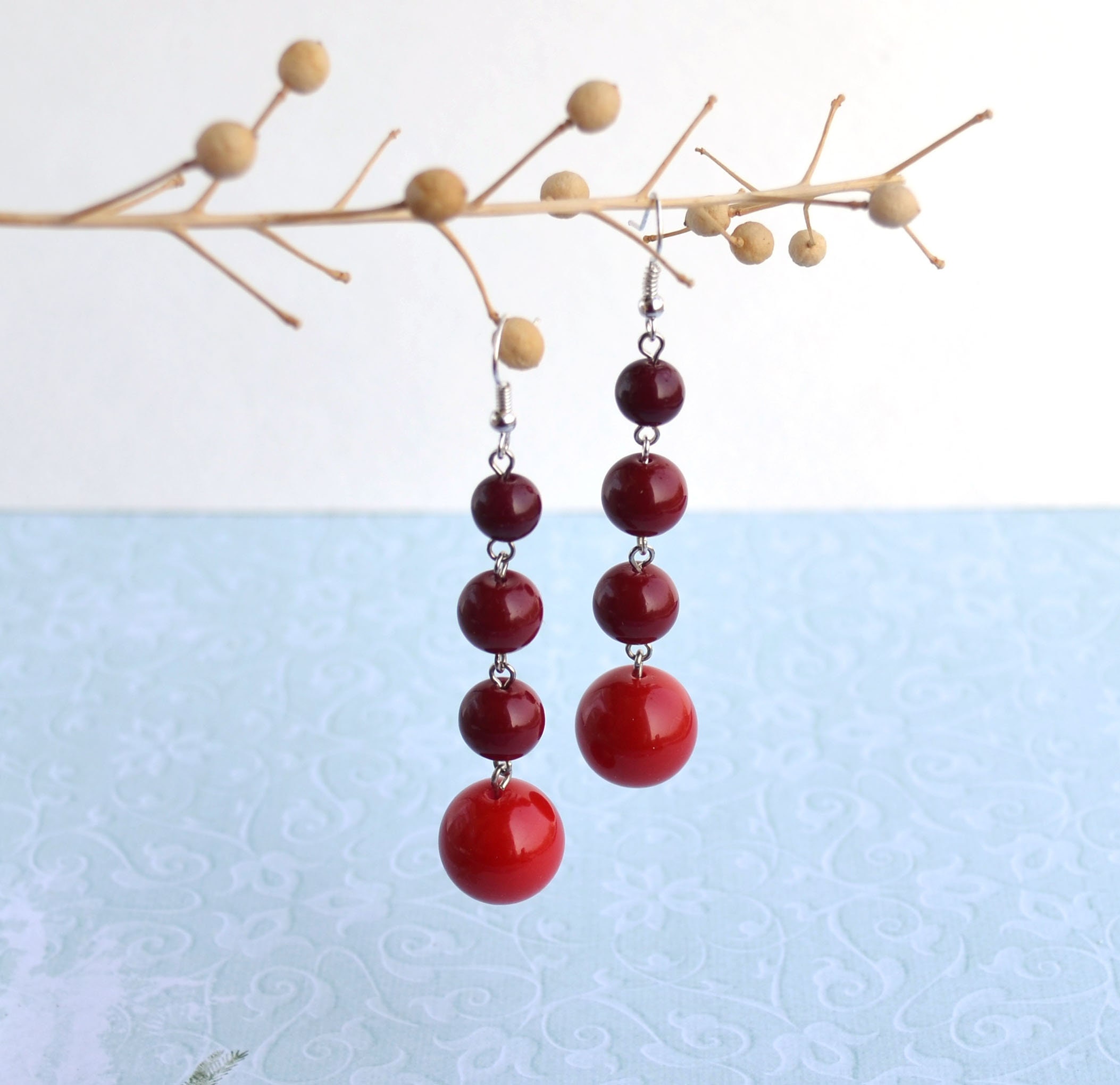 Red Bonbon Earrings Ombre Red Earrings Les Bonbons Earrings - Etsy
