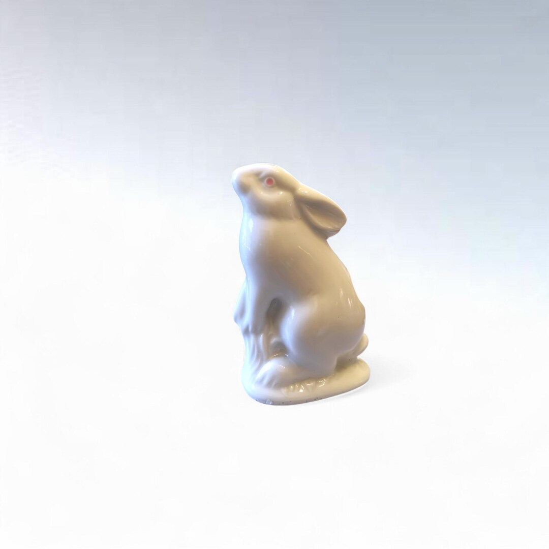 Vintage Japanese Miniature Ceramic Rabbit, Collectible White Bunny ...