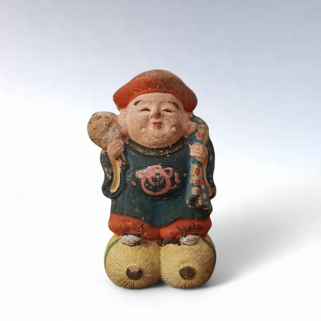 Antique Inabata Clay Doll, Japanese Lucky God Daikokuten - Etsy