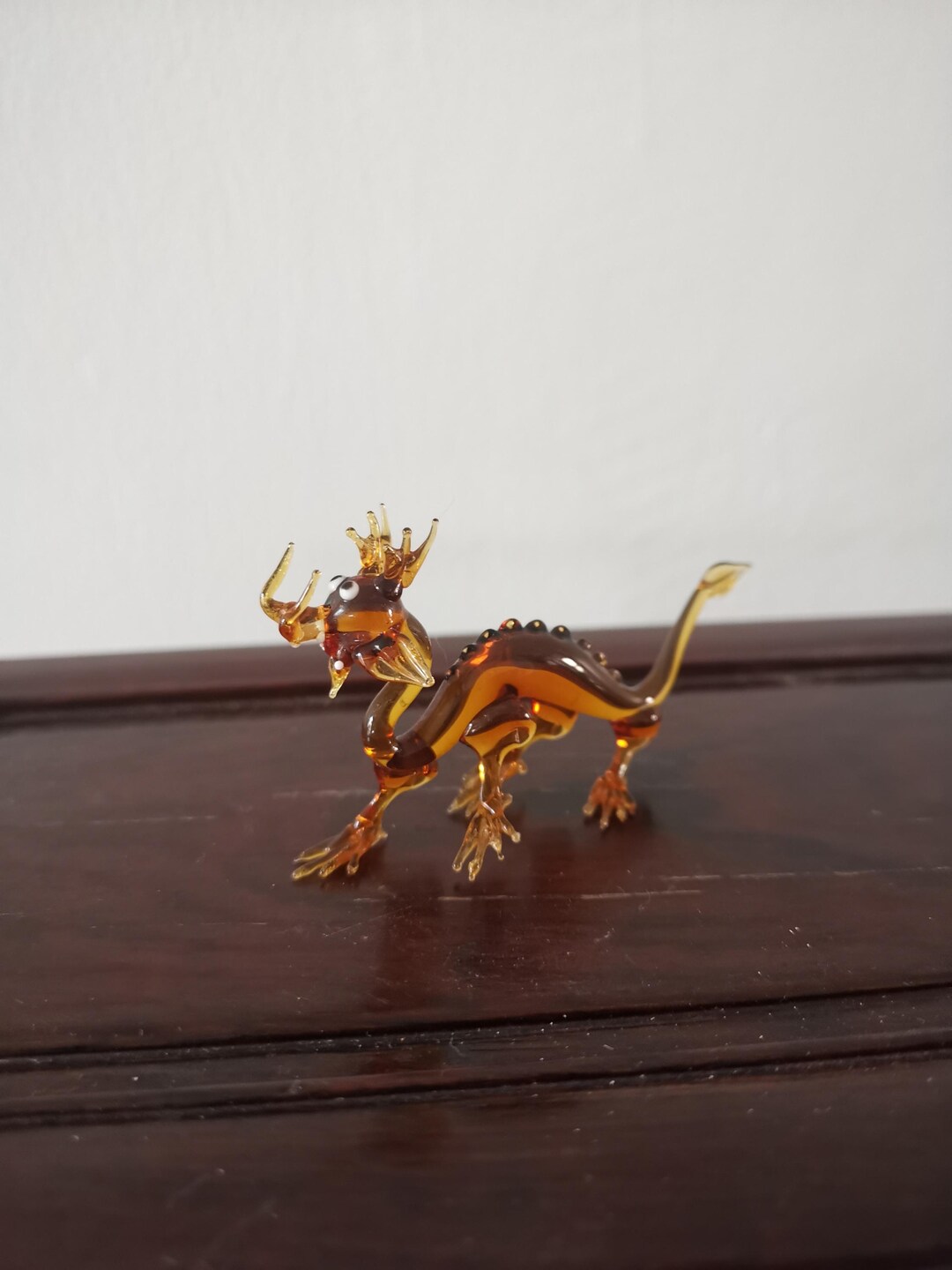 Hand Blown Glass Dragon Miniature, Collectible Figurine, Handmade Glass ...