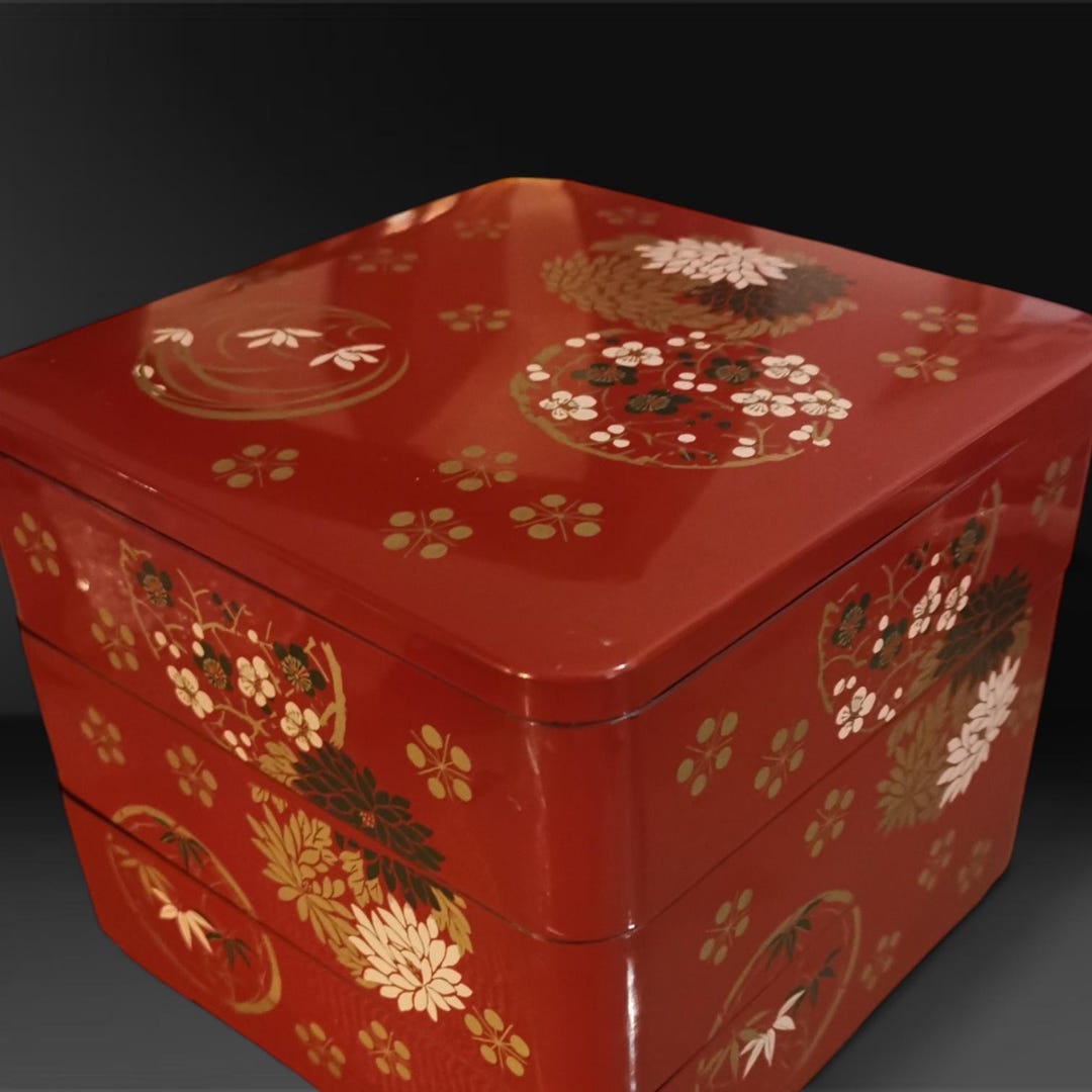 Vintage Red Lacquer Jubako Box: 3-tier Japanese Osechi Bento Box - Etsy