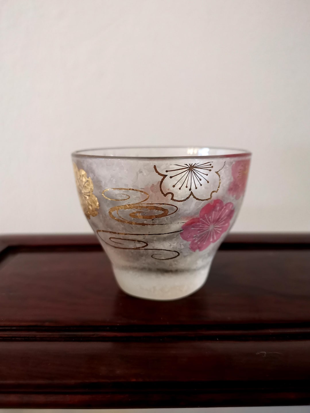 ADERIA Sakura Suimon Sake Glass. Japanese Glass Sake Cup, Glass Sake ...