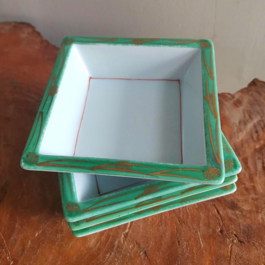Vintage Hand Painted Side Dish Bowl 4 Pieces Set, Japanese Square Bowl ...