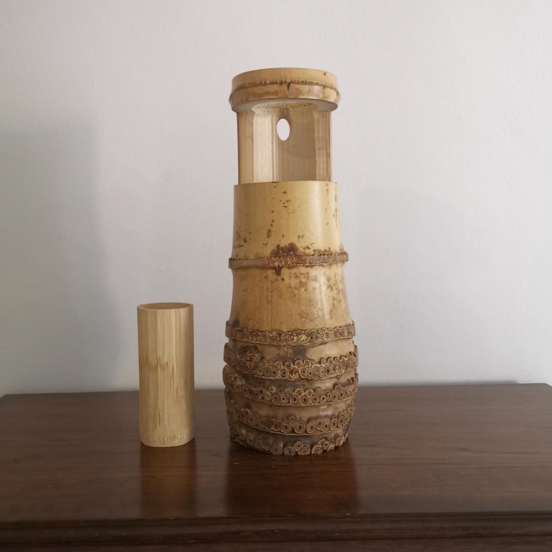 Vintage Japanese Kiri Wood Ikebana Vase,japanese Vintage Carved ...